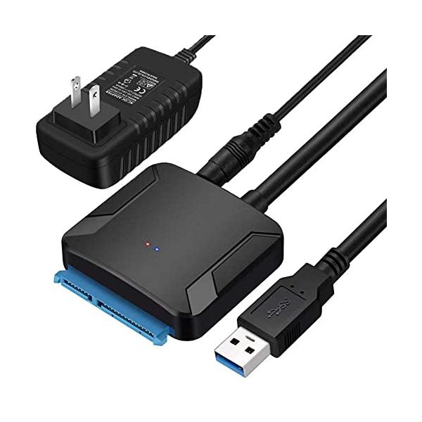 SATA USB変換ケーブル3.5インチSATA HDDおよび2.5インチSATA HDD SSDドライブをUSB3.0でコンピューターに接続し、データへのアクセスとバックアップを行えます。ご注意：消費電力が高いデバイス3.5インチHDDを...