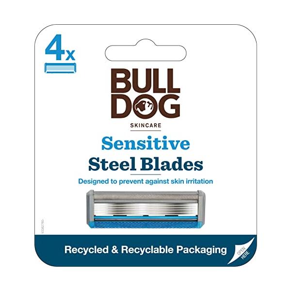 英国男性スキンケアブランドのブルドッグから、高機能な男性カミソリが登場水に強い天然竹を使用したハンドルアロエ配合スムーザー付首振り式５枚刃カミソリ原産国：ドイツ内容量：替刃４コ