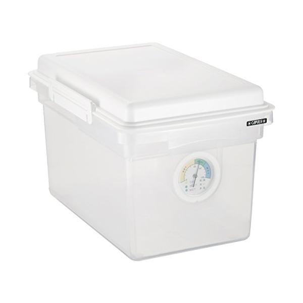 本体寸法：Ｗ212×Ｄ334×Ｈ205ｍｍ本体内寸：Ｗ155×Ｄ260×Ｈ170ｍｍ材質：本体・トレー／ポリプロピレン：フタ・止具／ハイインパクトスチロール樹脂：パッキン／シリコンゴム付属品：乾燥剤（再使用可能）、湿度計、トレー容量：約8リットル