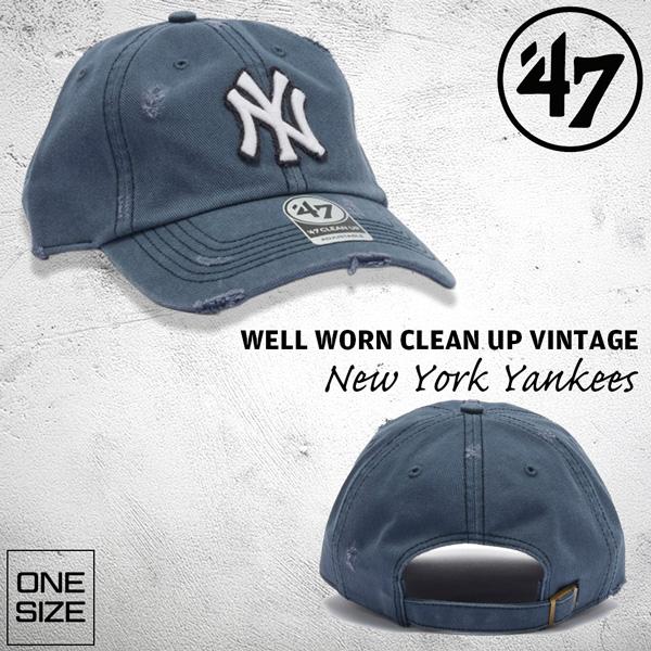 【正規代理店商品】●BRAND：47Brand(47ブランド)●品番：14920509●品名：WELL WORN CLEAN UP ヴィンテージ  ニューヨーク・ヤンキース●カラー : ラステッドネイビー●サイズ : Free(55-61c...