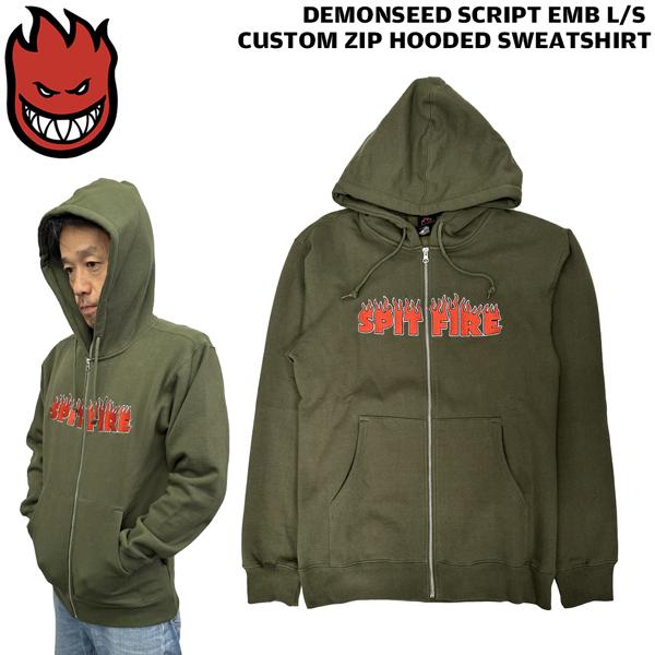 【正規取り扱い店】●BRAND ：SPITFIRE（スピットファイア）●品　番：427022000201●品　名：DEMONSEED SCRIPT EMB L/S CUSTOM ZIP HOODED SWEATSHIRT●color : O...