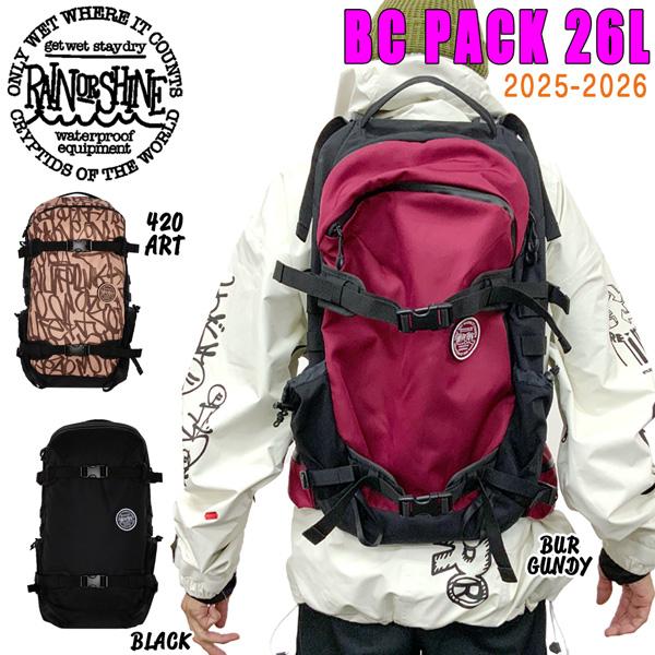 【正規代理店商品】●BRAND : RAIN OR SHINE レインオアシャイン●品名 : BC PACK 26L バックカントリーパック●カラー :BLACKBURGUNDY420ART●サイズ : H550 x W320 x D150...
