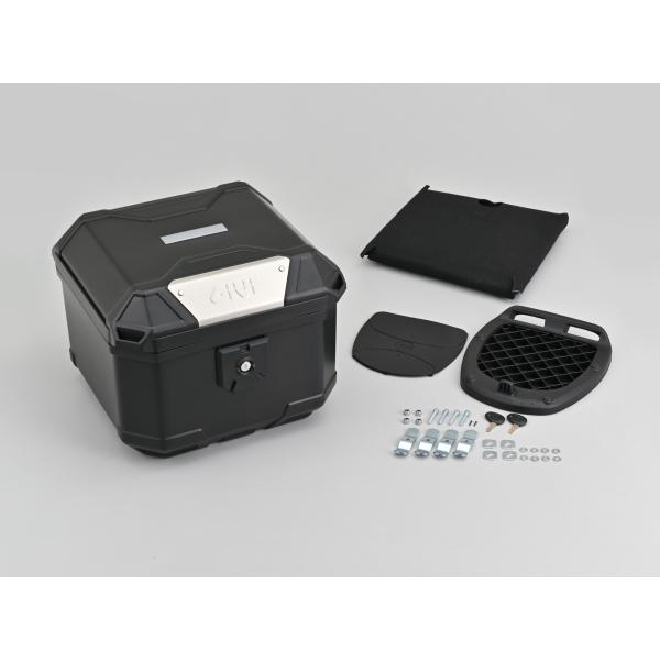 容量37Lのモノロックケース（トップケース）・容量：37L・最大積載重量：3kg・サイズ：H311×W400×D401（mm）・重量（ベース込）：4kg・インナーマット標準装備メーカー品番　65814