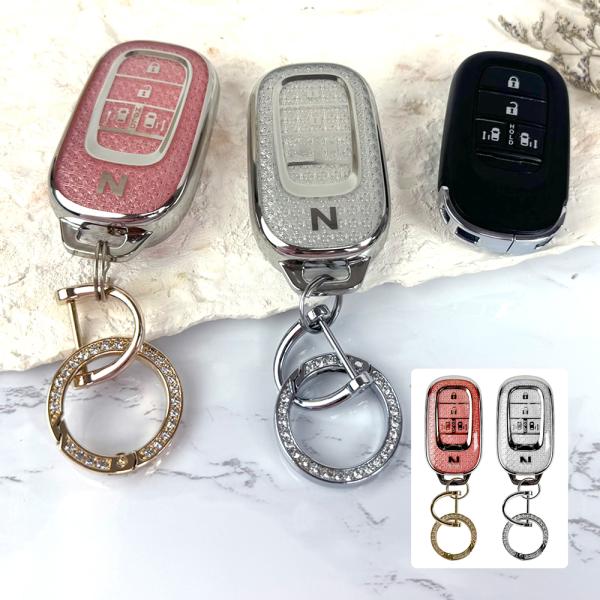 【商品名】スマートキーケース TPU素材 K32 Nロゴ入りラインストーンキーリングセット【適合情報】ホンダ N-BOX (N BOX NBOX Nボックス エヌボックス)JF5/JF62023(令和5)年10月〜ホンダ N-BOX CUS...