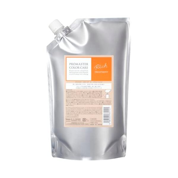 【商品名】　ホーユー プロマスター カラーケア リッチ トリートメント 1000g 詰替え 【商品説明】　・ジャスミンがベースの透明感のあるやさしい香り・髪のパサつきをケア 【サイズ】　高さ : 8.20 cm　横幅 : 17.20 cm　...