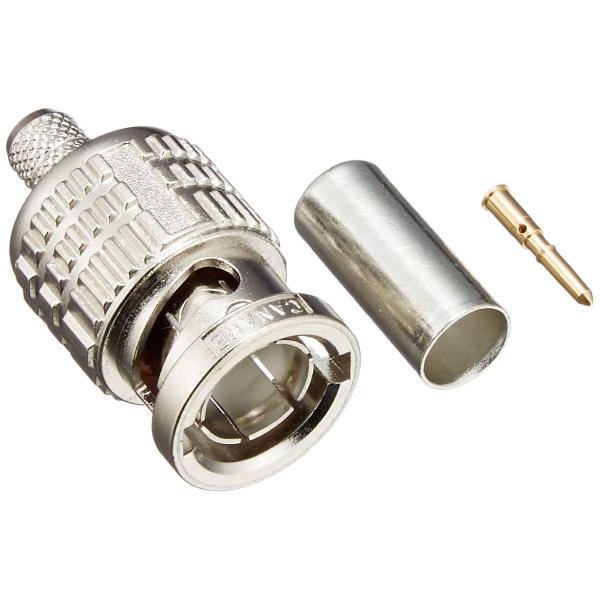 【商品名】　CANARE 75ΩBNC型プラグ （圧着式） BCP-A3 （20個入） 【商品説明】　・VSWRは2GHzまで1.1以下、3GHzまで1.2以下です。・中心コンタクトのズレや抜けを防止する絶縁体ロック機構を採用しています。・...