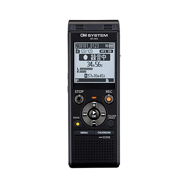 【商品名】　OM SYSTEM/オリンパス WS-883 BLK 語学学習/講義録音/会議録音/議事録/リニアPCM録音/外部メモリ対応 ブラック 【商品説明】　・「ボイスバランサー」「ノイズキャンセル機能」などを搭載し再生機能も充実・初心...
