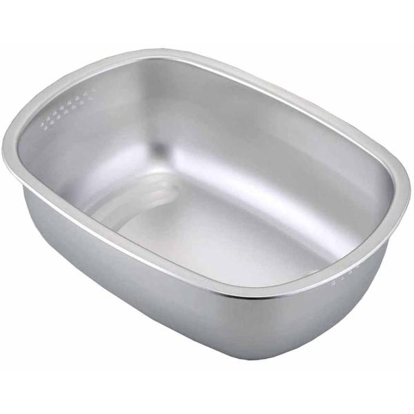 【商品名】　下村企販 継ぎ目のない小判型洗い桶 日本製 汚れがたまりにくい 衛生的なステンレス製 つけ置き洗い 水切り穴付 脚付 満水7.6L 4369 【商品説明】　・サイズ:(約)幅37.5×奥行26.5×高さ12.3cm、重量:約56...