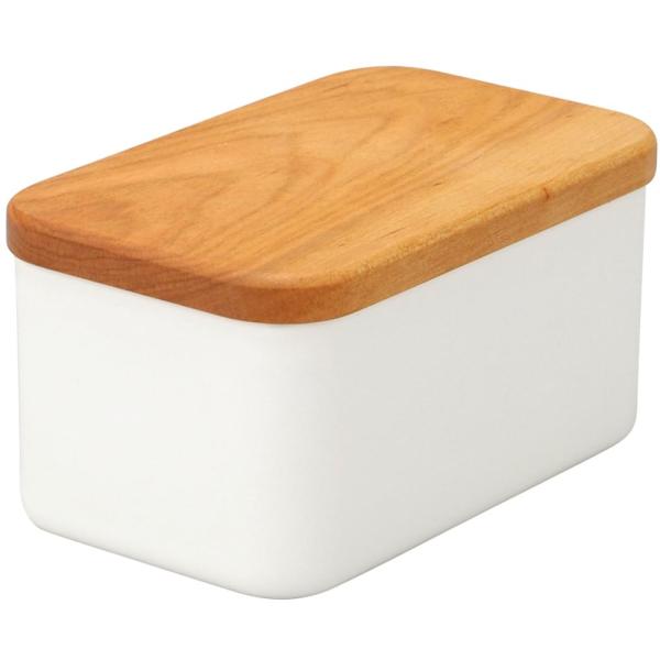 【商品名】　野田琺瑯 バターケース 450ｇ用BT-450 【商品説明】　・商品重量:490 グラム・容量:0.42L・素材:ホーロー鋼板、天然木(さくら)・色:白・製品サイズ:9.7 x 15.7 x 8.1cm 【サイズ】　高さ : 9...