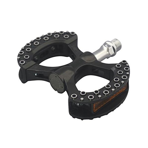 【商品名】　ミカシマ(MKS) 自転車 ペダル LAMBDA (ラムダ) ブラック 【商品説明】　・原産国:日本 材質:アルミ、スチール 製品サイズ:踏面 78×119mm、重量:420g(ペア) ペダル軸サイズ:9/16 両面ペダル。左右...
