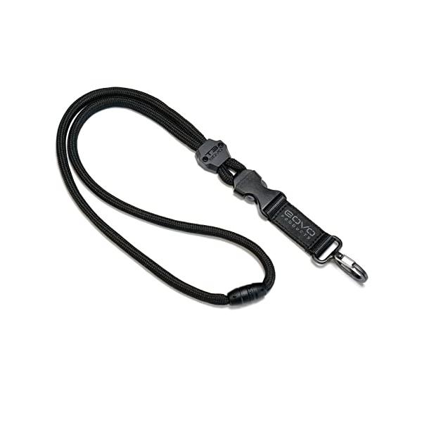 【商品名】　GOVO T3 ランヤード 高耐久ラウンドコード メタルフック 分離式バックル 安全分離設計（ブラック/ロゴ入り） 【商品説明】　・分離式バックル：アクセス制御されたドアを解錠する際などに、バッジとランヤードを簡単に分離させられ...