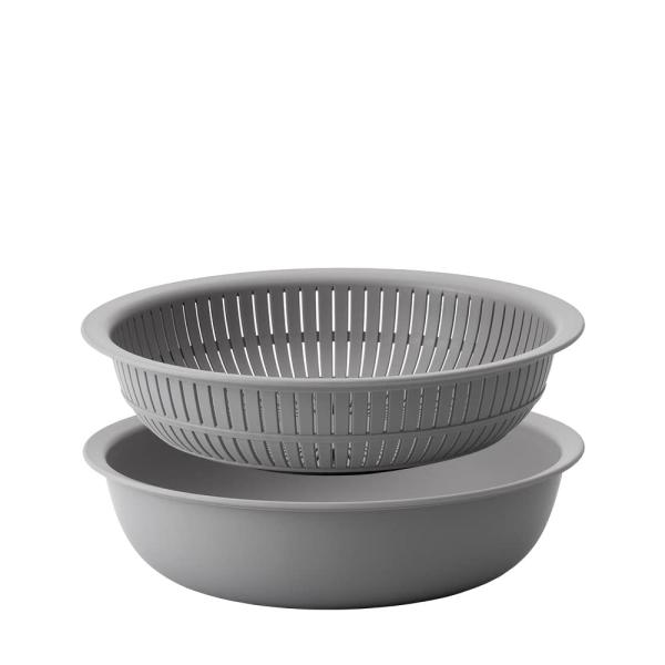 【商品名】　ライクイット (like-it) ざる ボウル 電子レンジ対応b Colander&amp;Bowl 米とぎにも使える ザルとボール グレー 浅型  【商品説明】　・本体サイズ:ザル(約)直径23.6×H5.9cm、ボウル(約)...