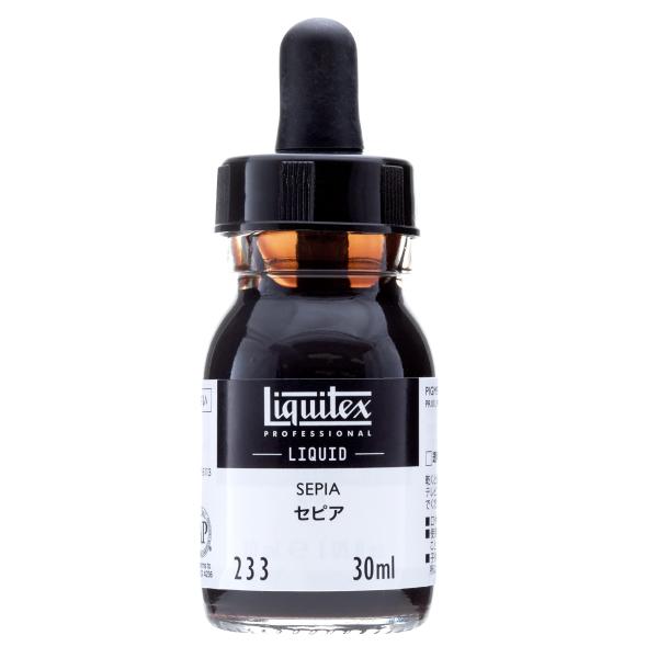 【商品名】　リキテックス アクリル絵具 リキテックス リキッド セピア 233 30ml 【商品説明】　・完全乾燥：約95時間・容量：30ml・水で薄めずそのまま使えるタイプ・液状アクリル絵具・用途：コミック、ネイルアート、絵手紙、ファブリ...