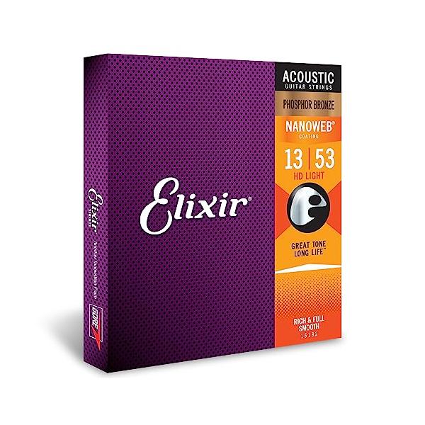 【商品名】　Elixir エリクサー アコースティックギター弦 NANOWEB フォスファーブロンズ HD Light .013-.053 #16182 【商品説明】　・「HD Light」ゲージは、くっきりと際だった高音と厚みのあるリッチ...