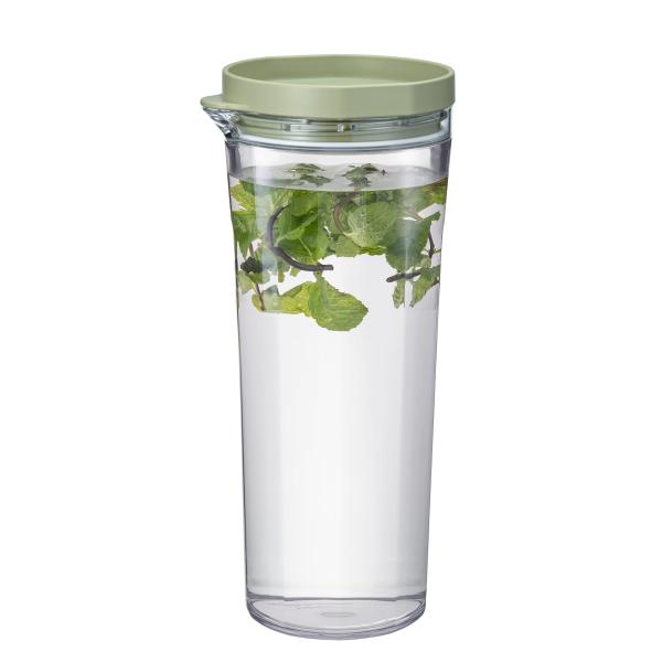 【商品名】　HARIO(ハリオ) フリーザーポット JUSIO 実用容量1100ml スモーキーグリーン トライタン 割れにくい 熱湯・食洗器OK 冷水 【商品説明】　・サイズ:本体/幅110×奥行100×高さ245mm、口径/100mm・...