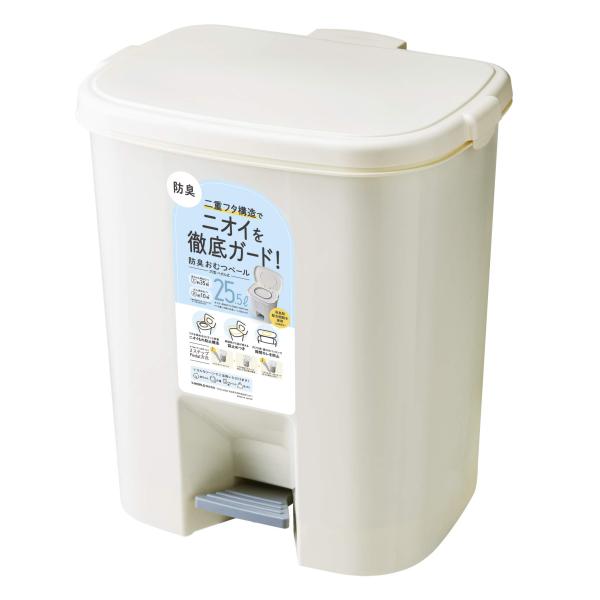 【商品名】　T-WORLD(ティーワールド) 国産 防臭おむつペール ペダル式 25.5L ホワイト T-0013 ホワイト 【商品説明】　・容量：25.5L・推奨袋サイズ：30L・本体サイズ：37.7×30.3×41.7cm 箱サイズ：3...