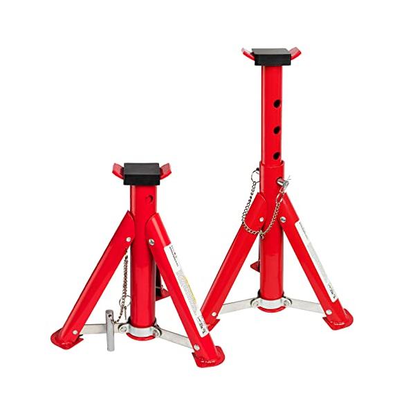 カラー：3T-安全ピン付き【耐荷重3 T！】安心・安全の3t（1個）タイプ、ペアで販売して使用します。作業によっては2台もしくは4台必要となります。家庭用の車メンテナンスに便利なジャッキスタンドです。【高さ5段階調整】用途に合わせられる高さ...