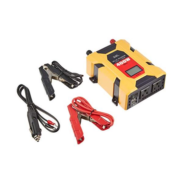 スタイル：定格出力:400W●入力電圧:DC12V ●出力電圧:AC100V/DC5V ●定格出力:400W(USB出力含む) ●出力波形:55Hz(50/60Hz表示機器使用可能) ●USB:DC5V 3.1A(2口合計)●電源入力方式:...