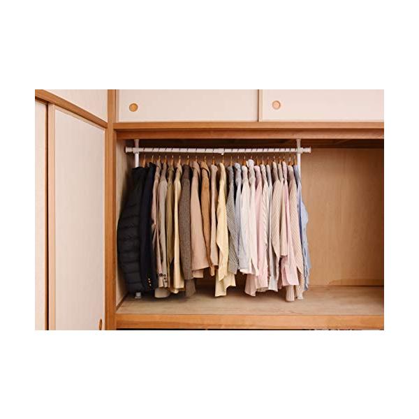 カラー：ホワイトサイズ：押入れ用スタイル：モダンお客様組立品(組立かんたん)本体サイズ:幅73-120×奥行9×高さ80-124cm材質:スチール(粉体塗装)、ポリプロピレン、ABS樹脂原産国:韓国耐荷重:30kg