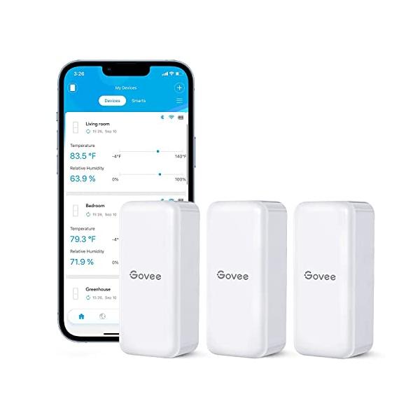 カラー：ホワイト【センサーH5151ハブ用】当社のBluetooth温湿度計H5100は、Govee Wi-FiゲートウェイH5151に接続してWi-Fi温湿度計として機能し、距離制限なしで室内および屋外の温度と湿度を監視できます。【コンパ...