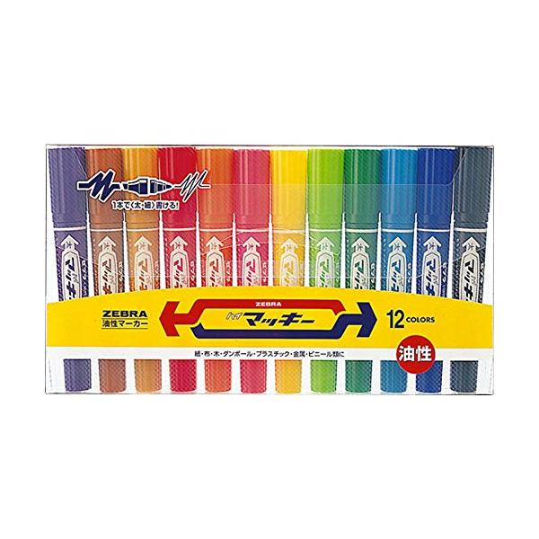 カラー：12色セットスタイル：太字材質:(軸・キャップ)樹脂、軸径(Φmm):21.8【ペン先】太字・細字両用【線幅】太字:6.0mm/細字1.5~2.0mm【特長】油性マーカーの定番/1本で太字、細字が書ける!【インク】油性染料インク/速...