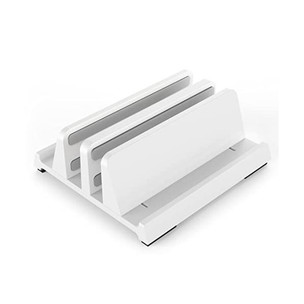 カラー：ホワイトスタイル：縦置き【最大4台収納可能】スタンドの真ん中に2つのスロットが設けられており、2台のノートパソコンやタブレットを同時に挟み込んで収納可能です。(Mac)Book Air、(Mac)Book Pro、ThinkPad ...