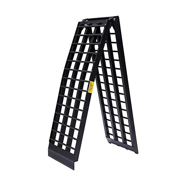 カラー：ブラックサイズ：1本【商品仕様】アルミラダーレールの展開サイズ：長さ238*幅45cm、収納サイズ：長さ123*幅45cm。スロープの重さ：16.7kg/本、荷重：680kg/本。推薦使用高さ：65cm。ご購入前に、最大荷重を超えな...