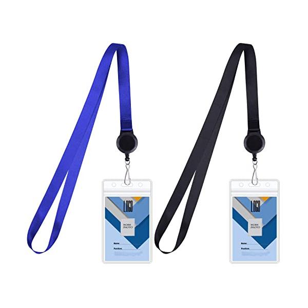 カラー：ブラック、ブルー。両面バッジホルダー: ソフトで柔軟な透明ポリ塩化ビニル製。 片側は特殊な開口部のデザインで、簡単にカードの出し入れができます。 もう一方は上部の近くに再密封可能なファスナーが付いており、貴重な資格情報が落ちるのを防...