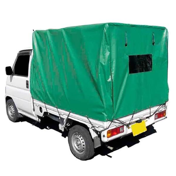 カラー：グリーンサイズ：1.92×1.2×1.37m（PVC 巻上げ式）商品詳細：本品は軽トラ 幌以外の商品は付属していません。対応車種は1t-2tの軽トラックです。内容品は軽トラ幌シートのみとなります。ご注文の前にご注意ください。サイズ：...