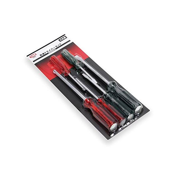 セット点数:6点セット内容:先端規格・軸長(mm) -0.6×4.9・75、-0.8×6.0・100、-1.0×9.0・150、+No.1・75、+No.2・100、+No.3・150質量:0.75kgマグネット付貫通ドライバー角軸ドライバー