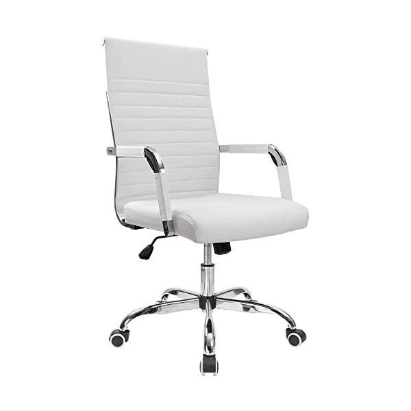 カラー：ホワイトスタイル：?代シンプルなデザイン椅子全体がシンプルなデザインを採用して、余計な装飾や模様が飾っていない。更に滑らかで柔軟な白い革とリブ編みのディテールに合わせるとシンプルの高級感と豪華さを溢れてくる。シンプルが美しい！高品質...