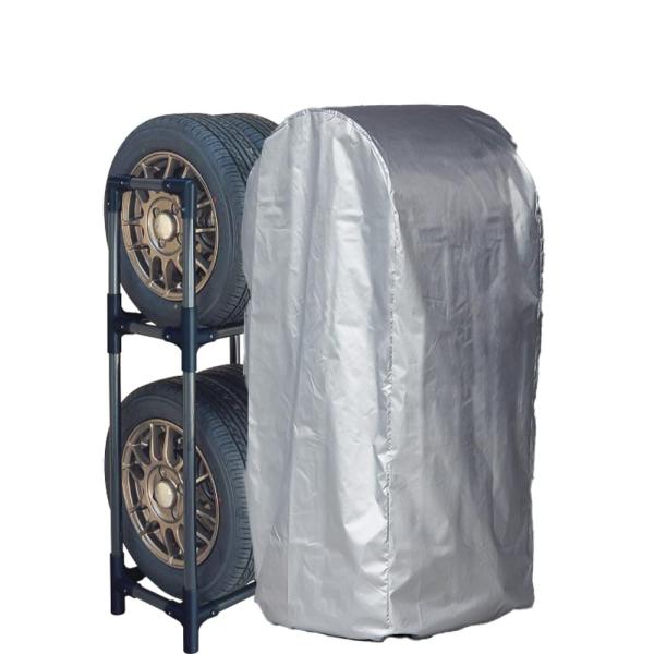 サイズ：軽自動車/軽商用車用タイヤを劣化から守るタイヤラックカバー。（※アイリスオーヤマ製タイヤラック専用カバーです。）［軽トラック、軽商用車用］。【ワンタッチヒモ止め付き】すそ周りのバタつきを防ぐ。【雨やホコリからタイヤを守る】厚手タイプ...