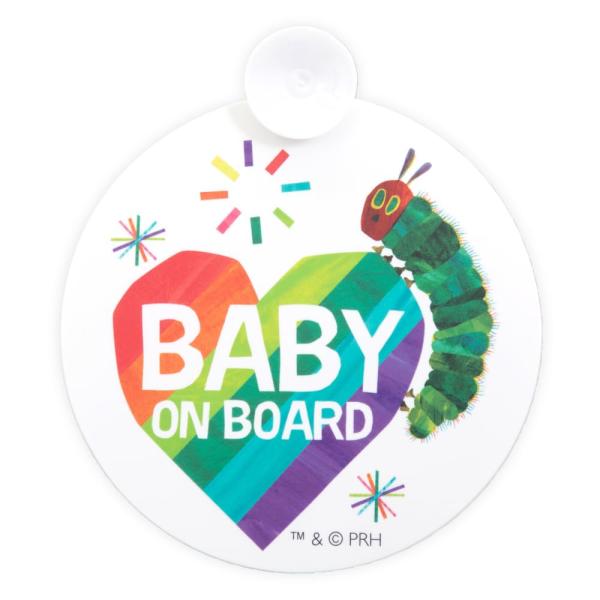 カラー：2024年新モデル はらぺこあおむし レインボー本体サイズ W13×D1×H14.5cm車に赤ちゃんが乗っていることを後続車にお知らせするセーフティサインです。窓への付け外し簡単な吸盤タイプ!製造国 日本対象 0ヶ月 ~