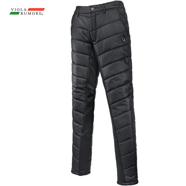 VIOLA RUMORE■仕様:脇ゴム（ウエスト）　ポケット（前2、後2）　ブランドワッペン（左前ポケット）　中綿入り　裏地■素材:表地：合成皮革　別布：レーヨン46％ ポリエステル49％ ポリウレタン5％　裏地：ポリエステル100％　中綿...