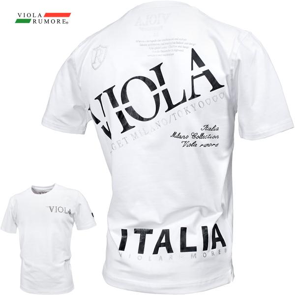 VIOLA RUMORE※細身の作りですので、サイズ表をご確認ください。■仕様:半袖　クルーネック　ラインストーン　ラバーPT（後ろ）　サイドスリット　ブランドワッペン（左袖）■素材:綿55％ ポリエステル40％ ポリウレタン5％■キーワー...