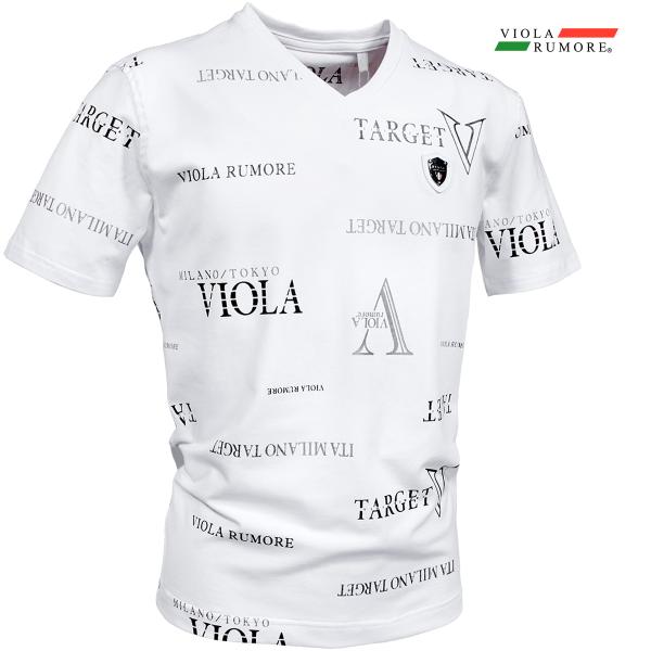 VIOLA RUMORE※細身の作りですので、サイズ表をご確認ください。■仕様:半袖　Vネック　ブランドワッペン（左胸）■素材:綿55％ ポリエステル40％ ポリウレタン5％■キーワード：ストレッチ天竺 紳士用 男性用 メンズ モード カジ...