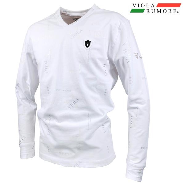 VIOLA RUMORE■仕様:長袖　Vネック　袖口リブ　刺繍（左袖）　ブランドワッペン（左胸）■素材:綿55％ ポリエステル40％ ポリウレタン5％※当ページに掲載している商品画像・説明文等は当店が独自に制作したものであり、無断転載・使用...