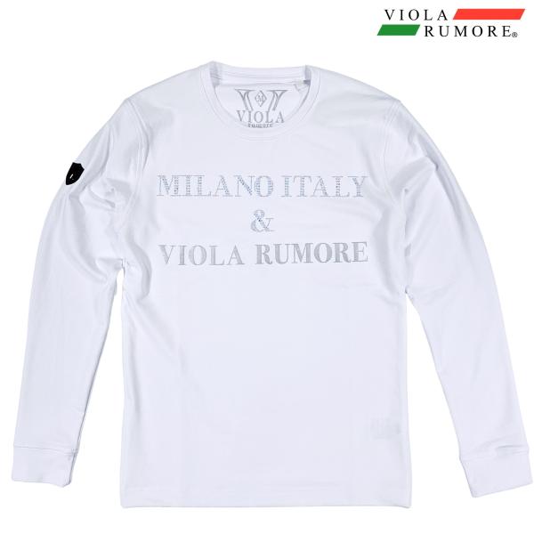 VIOLA RUMORE■仕様:長袖　クルーネック　袖口リブ　ラインストーン+ジェルPT（前）　ジェルPT（後ろ）　ブランドワッペン（右袖）■素材:綿55％ ポリエステル40％ ポリウレタン5％■キーワード：ストレッチ天竺 MILANO I...