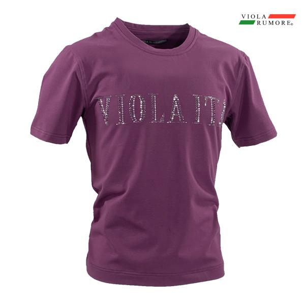 VIOLA RUMORE※当ページに掲載している商品画像・説明文等は当店が独自に制作したものであり、無断転載・使用は著作権法により禁止されています。■仕様:半袖　クルーネック　ラインストーン　ブランドワッペン（左袖）■素材:綿55％ ポリエ...