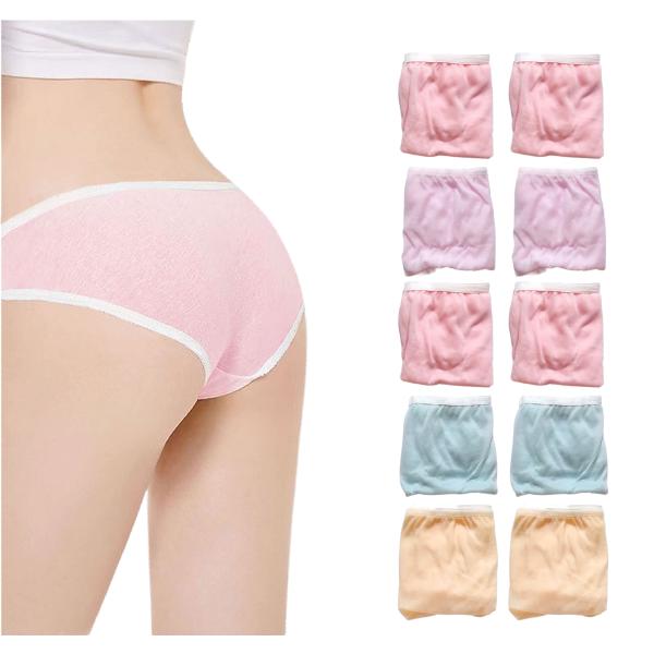 商品の入数 : 10枚　　色 : 5色【パープル/グリーン/ピンク/ブルー/イエロー 各2枚】※4色になる場合があります（その場合1色が４枚で、他の３色が各2になります）、白は混ざっておりません。サイズ【M】 ウエスト60〜67cm、ヒップ...