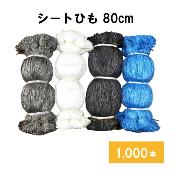 メッシュシート結束に使用するヒモ【商品名】シートひも【長さ】80cm【素材】ポリエチレン【色】白・青※黒・グレーは在庫なしとなります【数量】1,000本