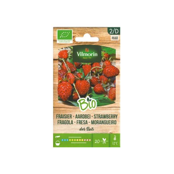 イチゴ・フレーズ デ　ボワ（森のいちご）Fraisier des bois bio[オーガニック種子]濃紅色の果実は小粒ですが、濃縮された甘いイチゴの芳香が際立って目立つ品種として、パティシエやフレンチ、イタリアンシェフからも引き合いのある...