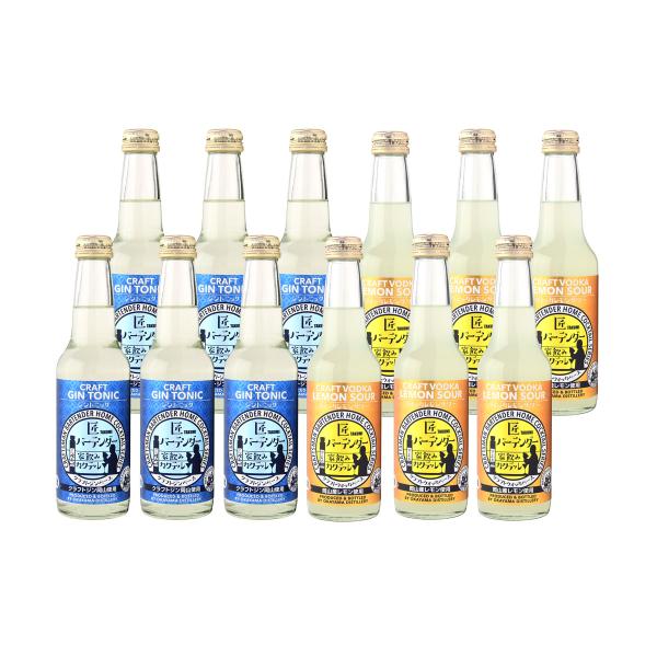 匠バーテンダー家飲みカクテルシリーズのジントニック・ウォッカレモンサワーの12本セットです。ジントニック自社製の米焼酎をベースにジュニパーベリー、コリアンダー等の十数種類のボタニカル（香味植物）を独自に配合して、ポット・スチルで蒸溜し、樫樽...