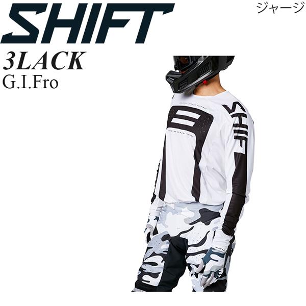 モトクロス/オフロード/エンデューロ/トライアル ジャージ※米国より発送となり、納期は1-2週間です。ブランド：Shift シフトモデル：3LACK ブラックデザイン：G.I. Fro ジーアイフロージャージカラー：白/黒 (ホワイトブラッ...