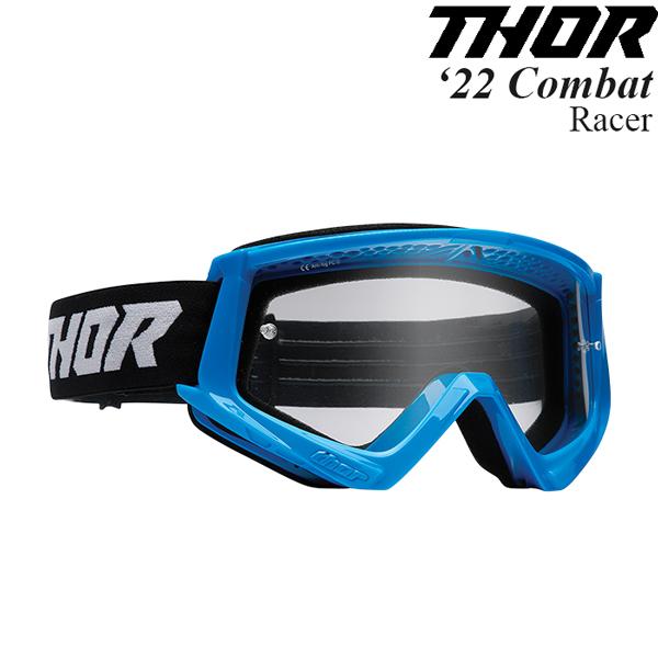 モトクロス/オフロード/トライアル/エンデューロ MXゴーグルブランド：Thor ソア年式：2022型番：26012703モデル：Combat コンバットデザイン：Racer レイサー本体カラー： 青/黒 (ブルーブラック)レンズカラー： ...