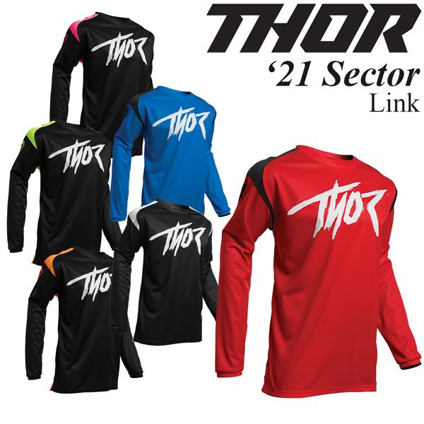 モトクロス/オフロード/エンデューロ/トライアル ジャージ※米国より発送となり、納期は1-2週間です。ブランド：Thor ソア年式：2021モデル：Sector セクターデザイン：Link リンクジャージカラー：　黒 (ブラック)　青 (ブ...