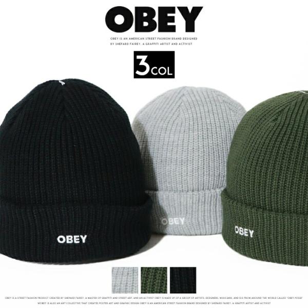 OBEY オベイ ニットキャップ ニット帽 ビーニー 帽子 ブラック ストリート スケボー グラフィック メンズ ユニセックス  正規品 ストリートブランド 100030163OBEYロゴを刺繍で落とし込んだニット帽"FUTURE BEAN...