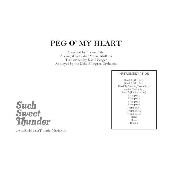 商品タイトル：Peg O' My HeartAlfred Bryan ・ Fred Fisher / 編曲：Eddie Moon Mullens ・ David Berger商品形状: ビッグバンド | 楽譜 | 総譜+パート譜品番：Suc...
