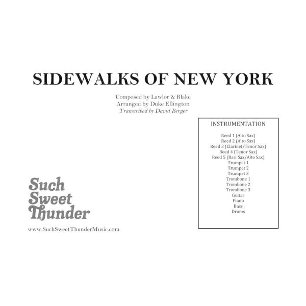 商品タイトル：Sidewalks of New YorkJames W. Blake / 編曲：Duke Ellington ・ Transcribed by David Berger商品形状: ビッグバンド | 楽譜 | 総譜+パート譜品...