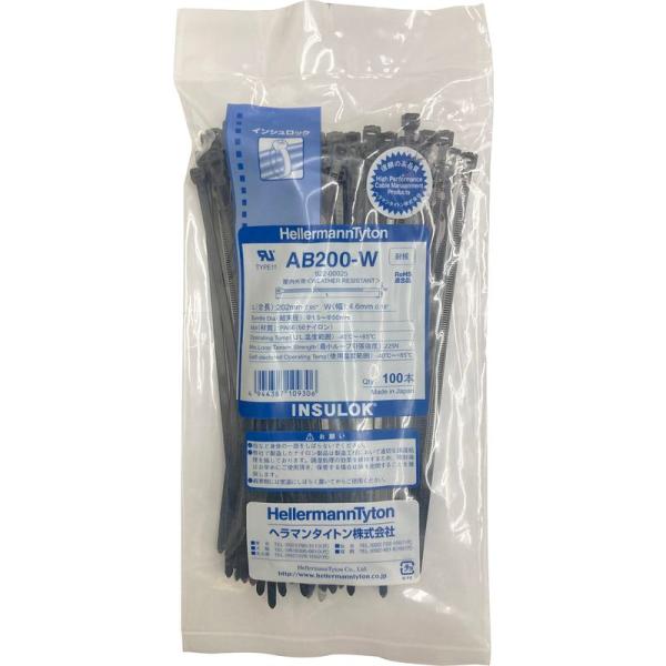 【商品名】　ヘラマンタイトン 結束バンド インシュロック AB200-W 100本入 耐候・屋内外用グレード 黒★★ラッピングについて★★当店ではラッピングは承っておりません。ご了承くださいませ。★★サイズ・カラーの指定について★★商品によ...